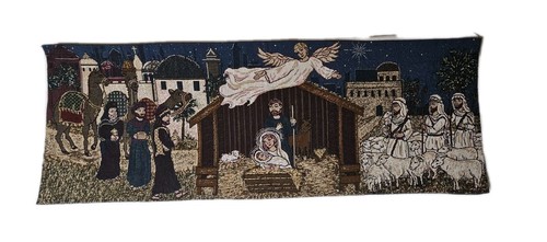 Nativity Scene 35" Tapestry Wall Decor Christmas Holy Family Religious ...