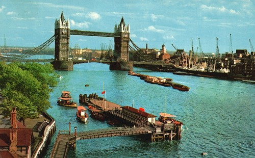 Tower Bridge & Pool Of London United Kingdom UK England Vintage ...