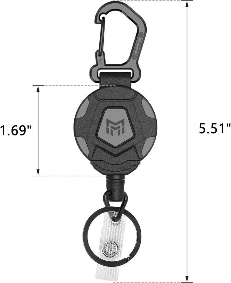 2X Heavy Duty Retractable Keyring Pull Key Chain Clip Recoil Holder ...