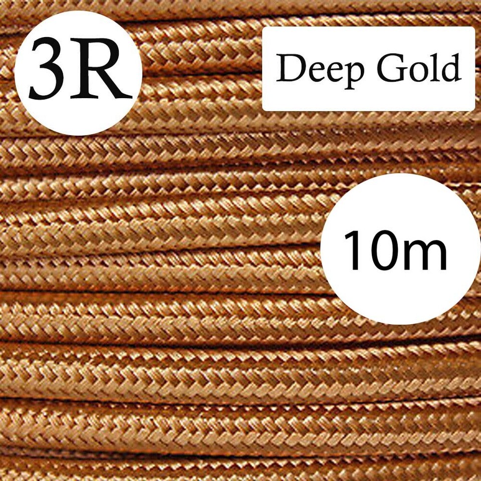 Vintage 3 Core Braided Fabric Lighting Cable Flex Wire 10M Coloured ...