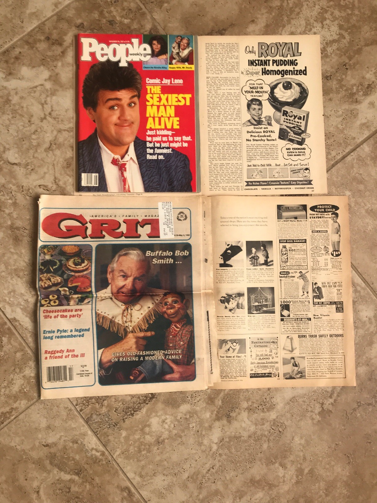 Howdy Doody 1987 People Mag, 1992 Grit Magazine, Royal Pudding Ad, Nite ...