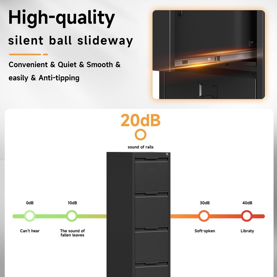 Metal File Storage Cabinet Organizer 4 Drawers Filing Cabinet Office ...