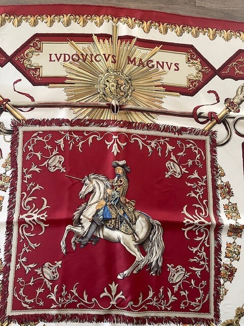 Hermes Ludovicus Magnus vintage silk scarf featuring King Louis XIV. | eBay