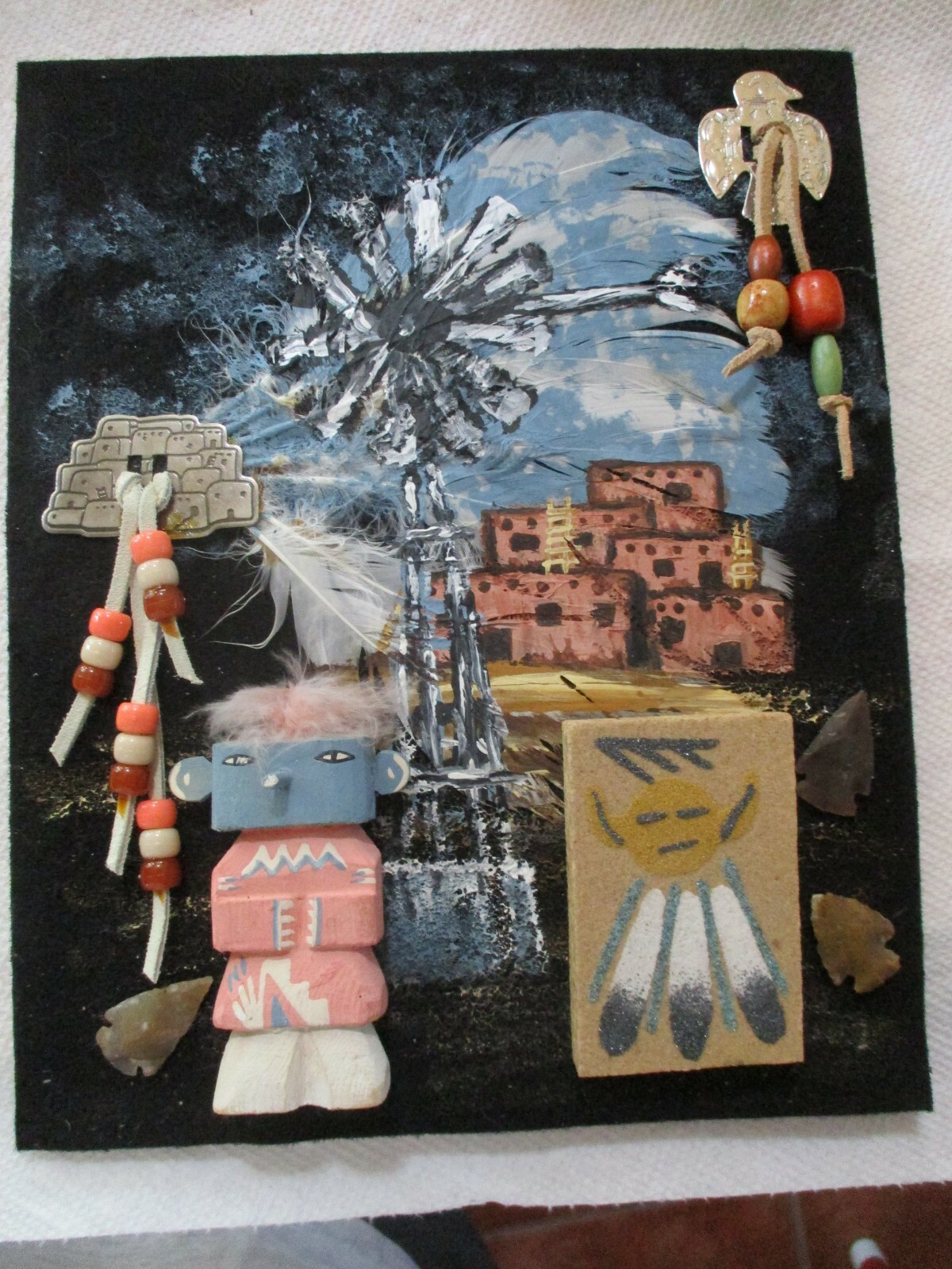 SHADOW BOX, NATIVE AMERICAN ART, FEATHER ART, WOOD KACHINA, SAND ART ...