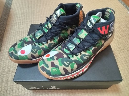 adidas DAME 4 BAPE Collab Camouflage Japan Flag Sneakers US8.5/UK8 Mint ...