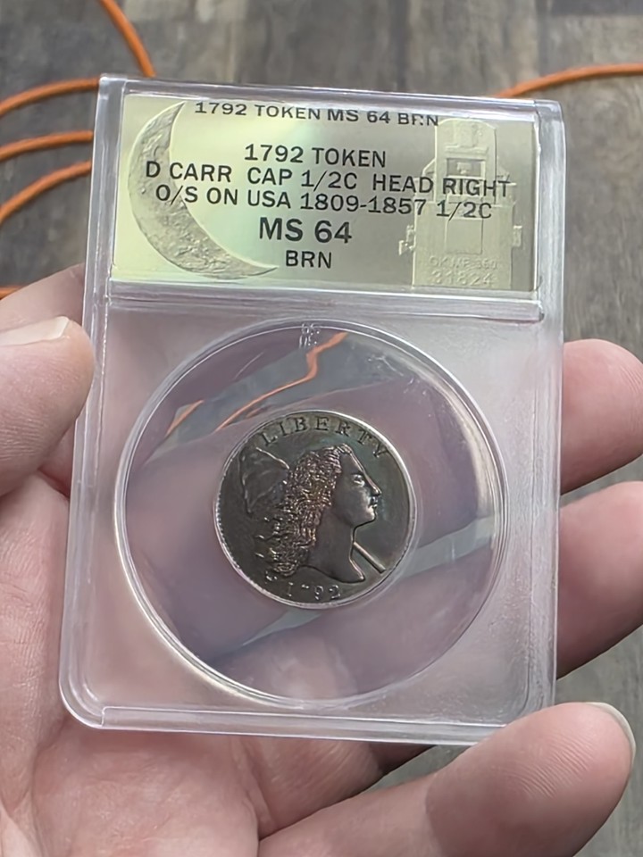 1972 Dan Carr Cap 1/2C Head Right O/S on 1809-57. Ms64 Brn. Great ...