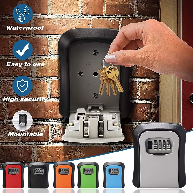 Home Key Lock Box Wall-Mounted 4-Digit Password Security Lock Key ...
