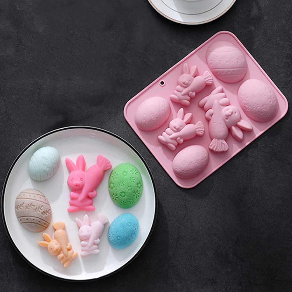 Silicone Cookie Mold Bakeware Easter Bunny Eggs Biscuit Mould Baking ...