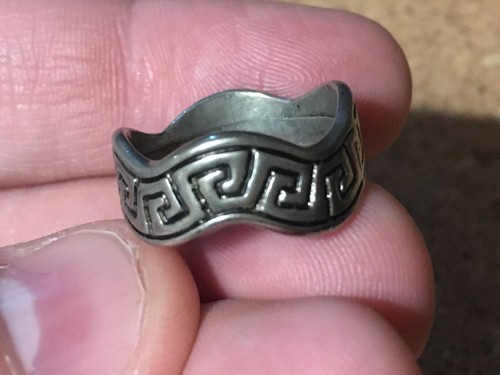 VINTAGE STERLING SILVER GREEK KEY WAVY RING SIZE 7 / WRONGWAY052 | eBay