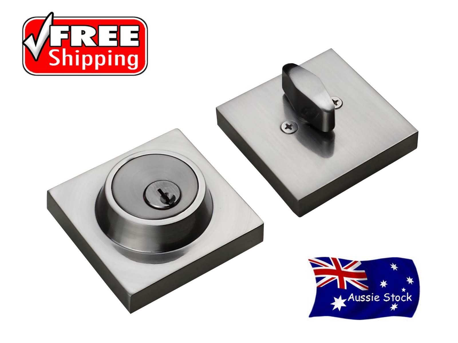 DEADBOLT new SQUARE ROUND STYLE DEADLOCK SINGLE CYLINDER DOOR LOCK ...