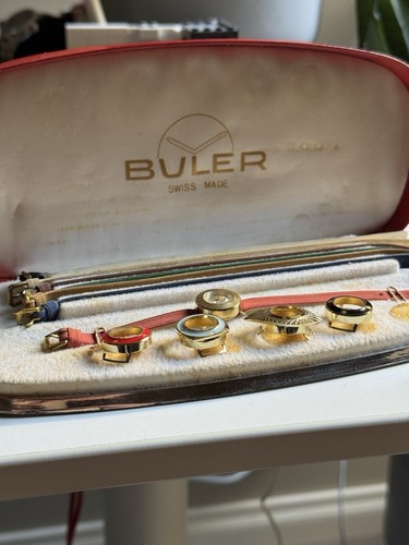 Vintage BULER Swiss Made 17 Jewels Ladies Watch Enamel MULTI Face Set ...