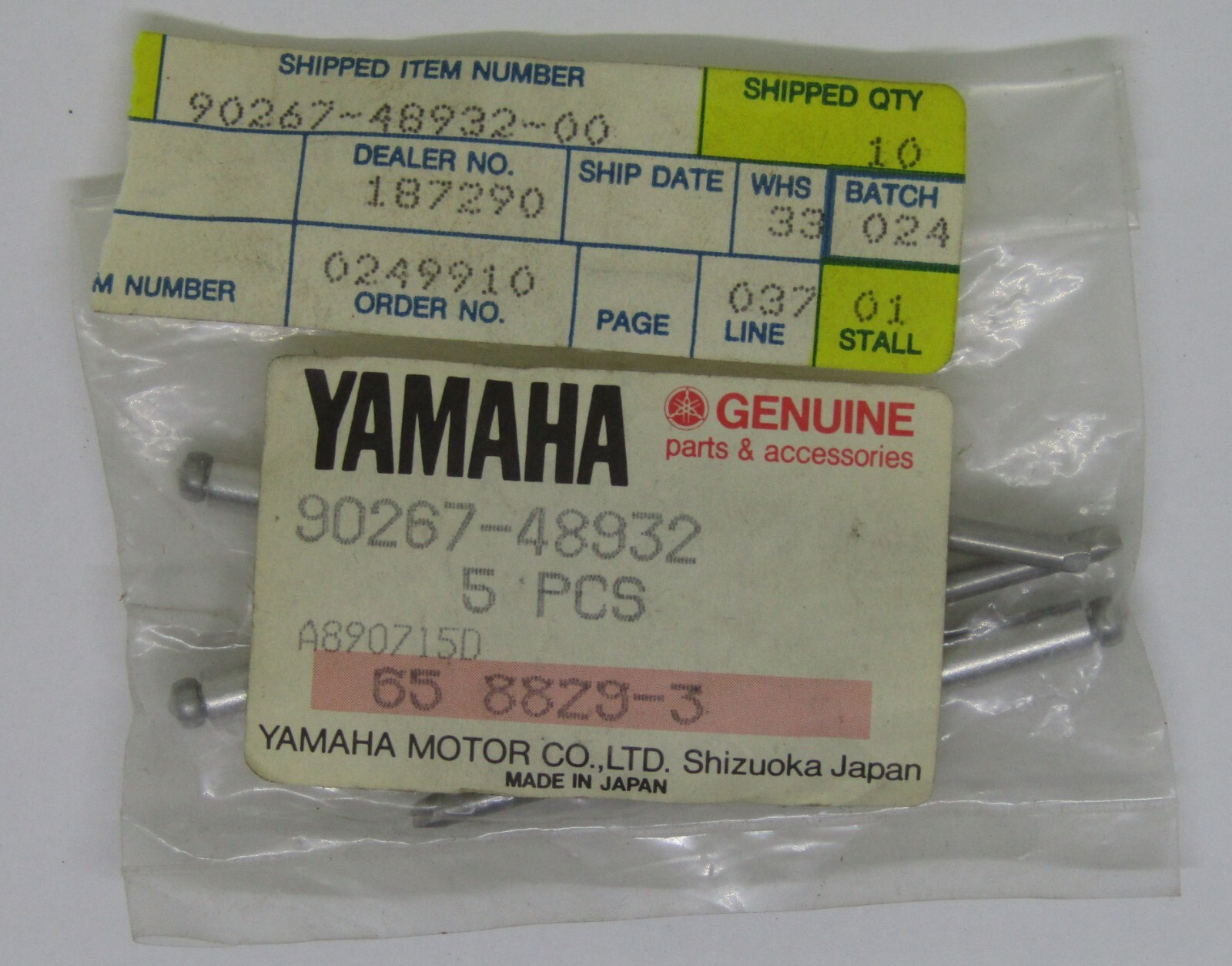 New Yamaha Genuine Parts Boat OEM Blind Rivet Pack of 5 Part No. 90267 ...