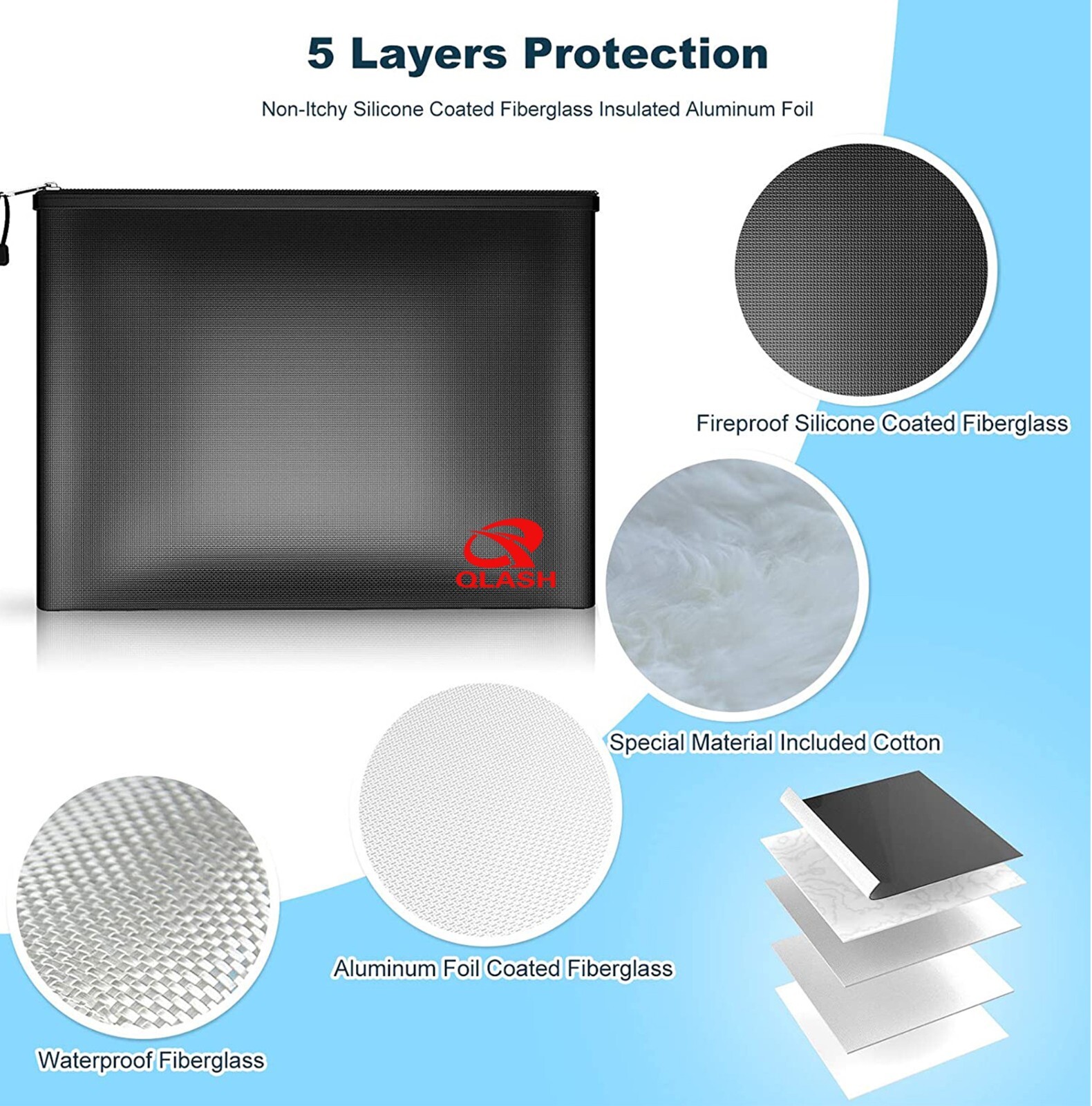 2000℉ Fire Proof money Bag Fireproof Document Pouch Waterproof Safe ...