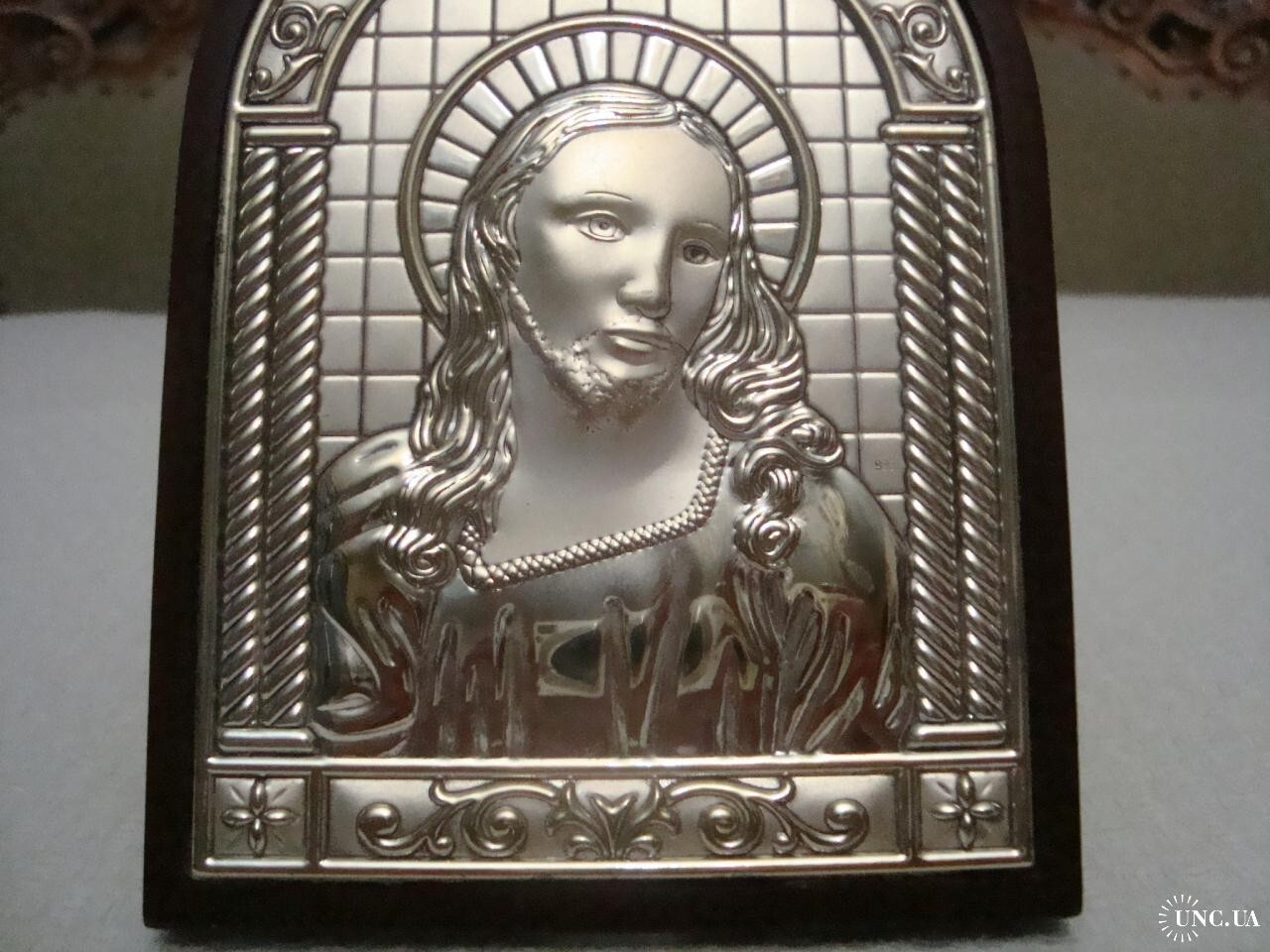 Antique Jesus Christ icon, 925 silver sample on Italian wood Handicraft ...