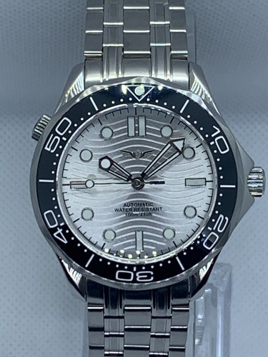 Men's 41MM Silver Wave Dial Watch with Seiko NH35 Automatic Movement | eBay