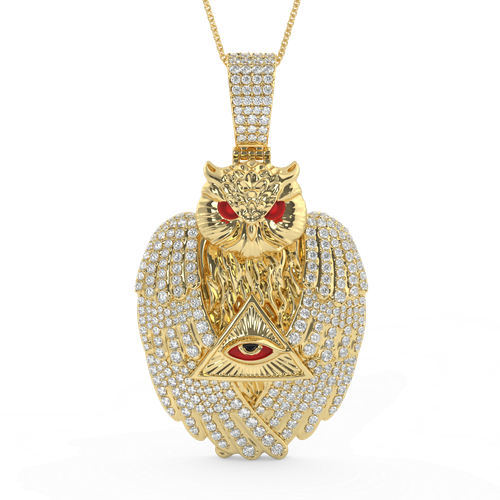 Real Moissanite Diamond Freemasonry Eye Masonic Owl 14K Gold Over ...