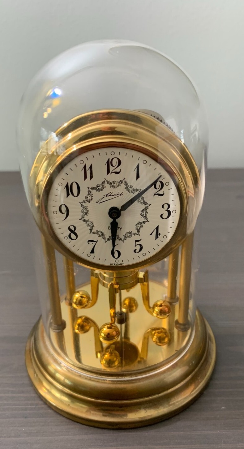 Vintage Schmid Anniversary Rotating Balance Windup Clock in Dome Not ...