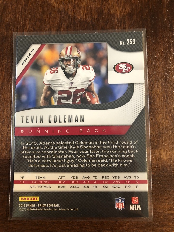 2019 Panini Prizm Football Green Tevin Coleman 49ers #253 | eBay