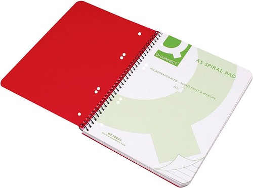 Q-Connect Spiral Bound Polypropylene Notebook 160 Pages A5 Red (5 Pack ...