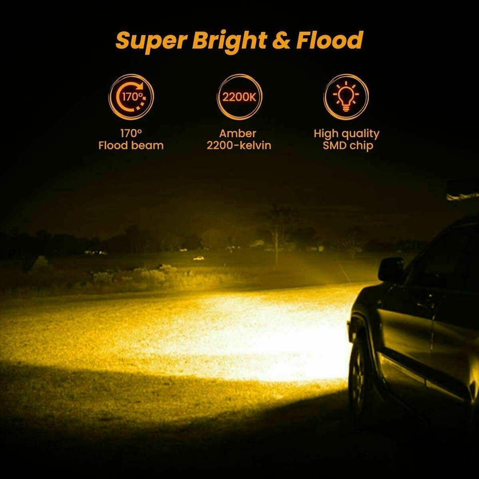 4x 4" Inch LED Work Light Bar Pod Spot Combo Amber White Strobe Offroad ...