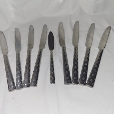 Oneida 18 / 10 Cirque Stainless Flatware Circle Dots 8 DINNER 1 BUTTER KNIFE | eBay