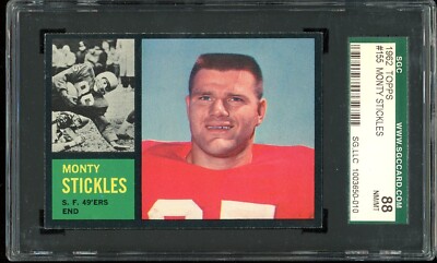 1962 Topps Football #155 Monty Stickles SGC 8 | eBay