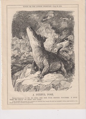 1918 Punch Cartoon German Crocodile to Care for British Wounded | eBay UK