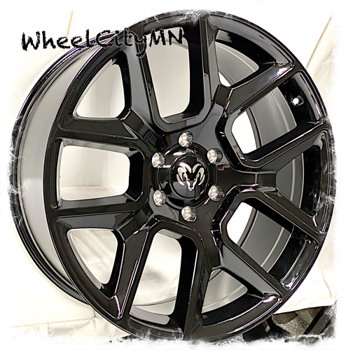 22 x10" gloss black 2019 2023 RAM 1500 6 lug OE replica 2684 wheels 6x5 ...