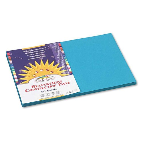 SunWorks Construction Paper, 58 lbs., 12 x 18, Turquoise, 50 Sheets ...