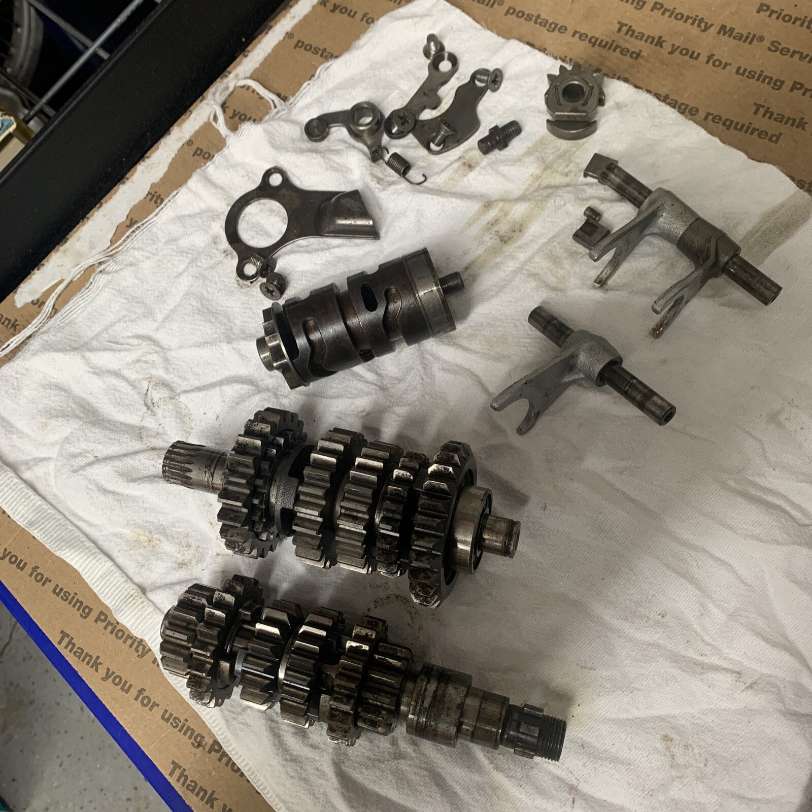 1986 86 Suzuki RM 125 RM125 transmission , Shift Drum, Forks Gears ...