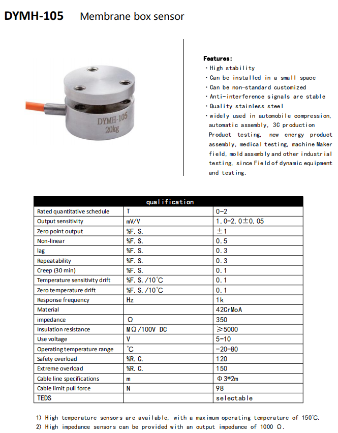 Mini Capsule Sensor Flat Diaphragm Type Load Cell Impact Force Weighing ...