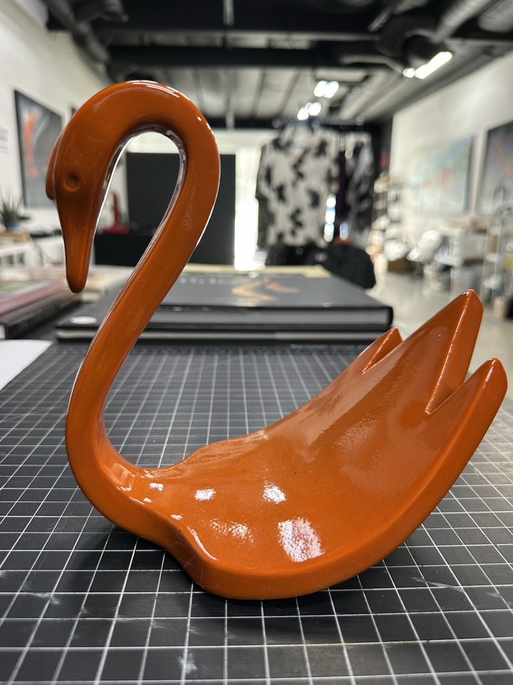Orange Ceramic Swan Bird Figurine Collectible Decorative Sculpture Mid ...