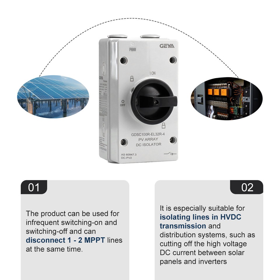GEYA Solar Photovoltaic Isolator Breaker PV Disconnect Switch DC 1000 ...