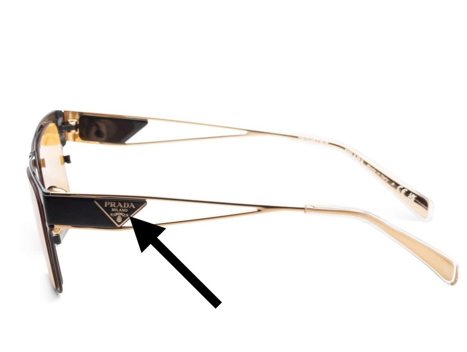 PRADA PR 71ZS Black/ Golden Replacement Metal Temple Side Icon Logo ...
