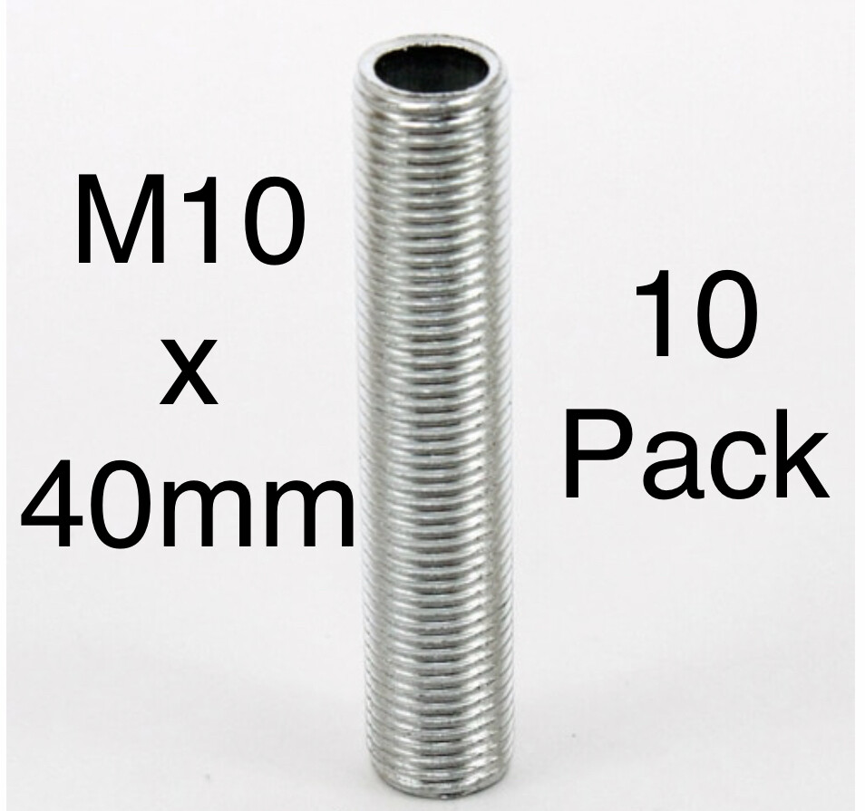 10x M10 40mm x 10mm Allthread Hollow Threaded Rod Tube Electrical Lamp ...