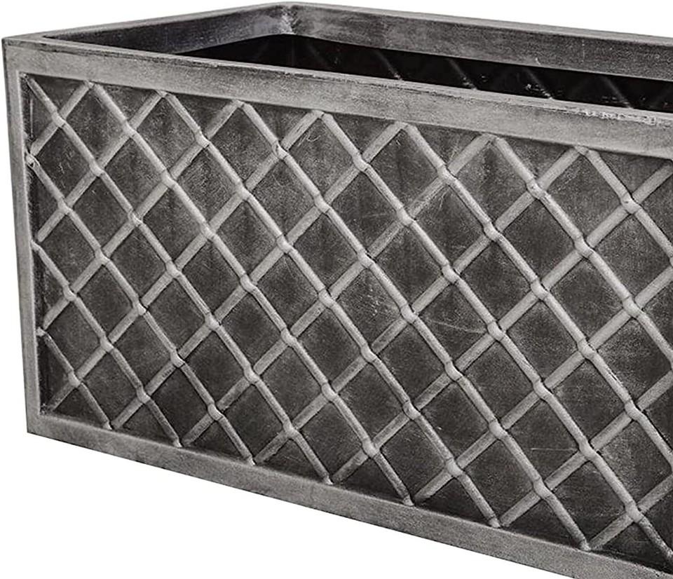 Lazio Trough Planter 70cm Pewter Grey Large Rectangular Flower Plant ...