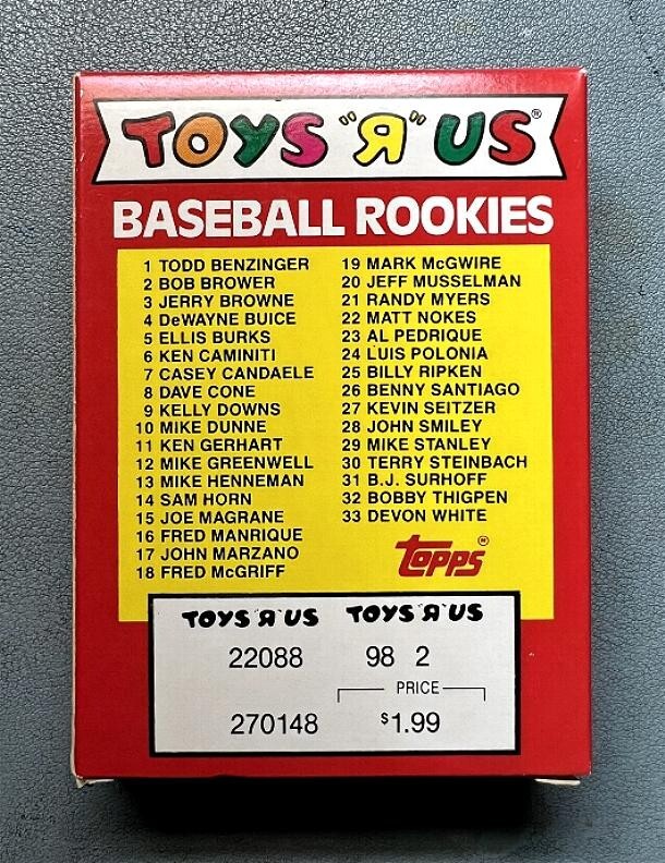 1988 TOYS-R-US BASEBALL ROOKIES (NM/M) COMPLETE 33-CARD FACTORY SET by ...