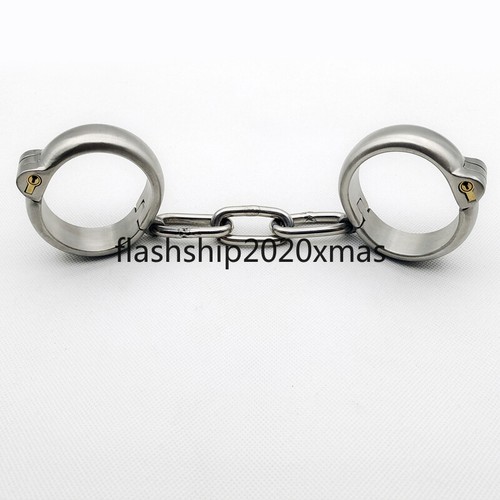 Men Stainless Steel Handcuffs Shackles Wrist Cuffs Restraints Woman ...