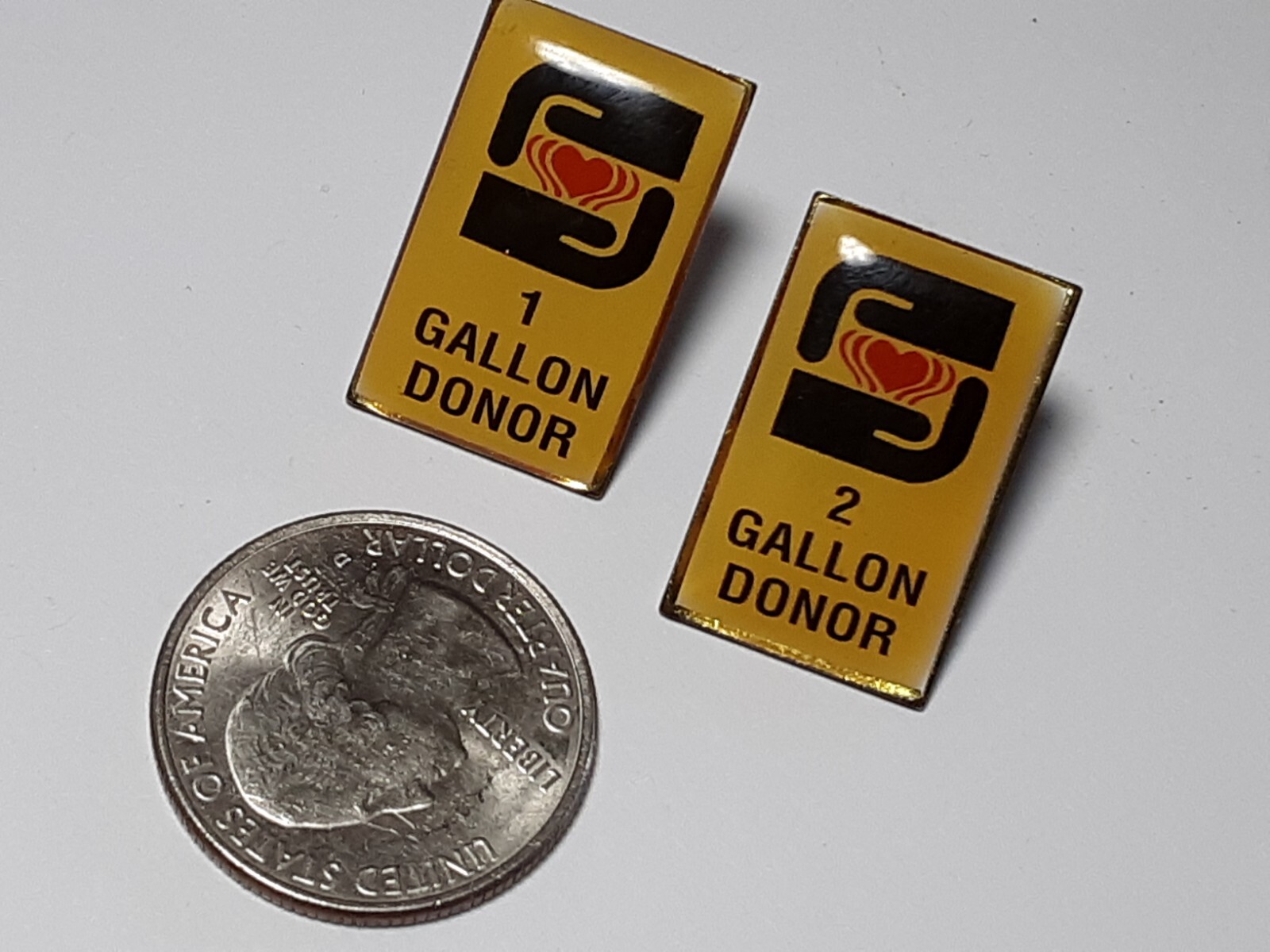 Lot 2 Cool Vintage Red Cross One and Two 1-2 Gallon Blood Donation Pins ...