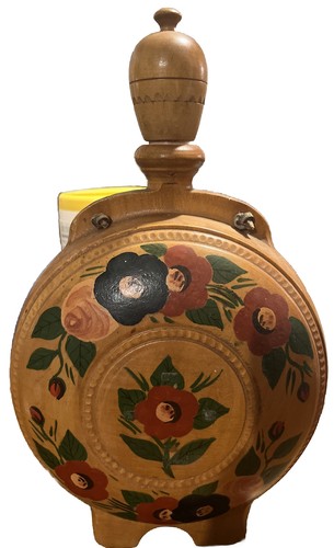 Vintage Balkan Traditional Ornate Wooden Vessel Flask Bottle Hand ...