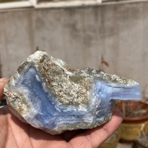290g Beautiful Blue Chalcedony Quartz Banded Agate Crystal Raw Specimen ...