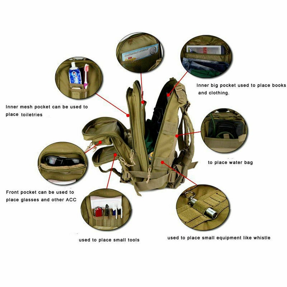 Military Camping Backpack Tactical Molle Travel Bags Outdoor Camping ...