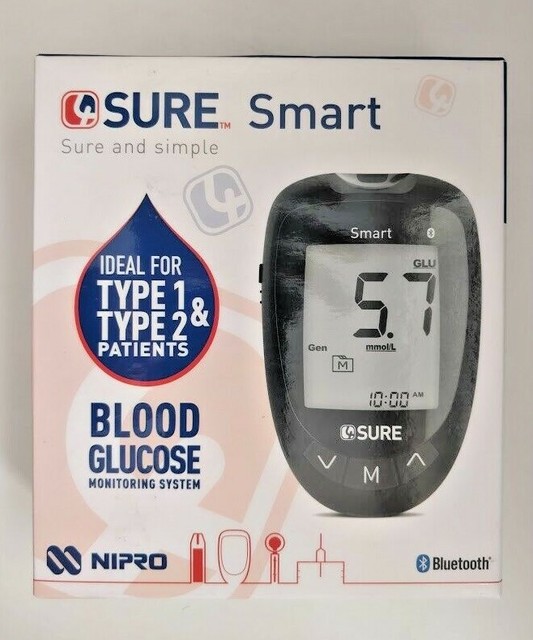 4sure Diabetes Smart Meter Blood Glucose Monitor 50 Test Strips & 100 ...