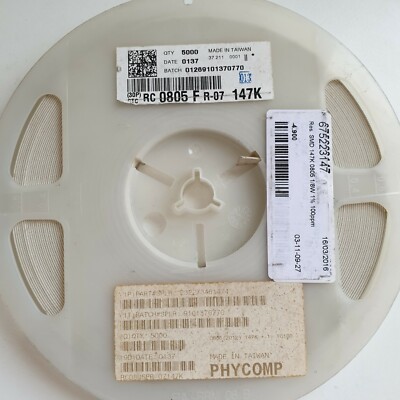 10 x 147K 1/8W 1 % 100 ppm SMD PHYCOMP RÉSISTANCE. (R196 ...