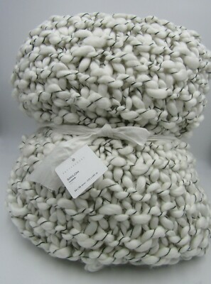 Pottery Barn Shiloh Chunky Handknit Throw Blanket 44x 56" Black White ...