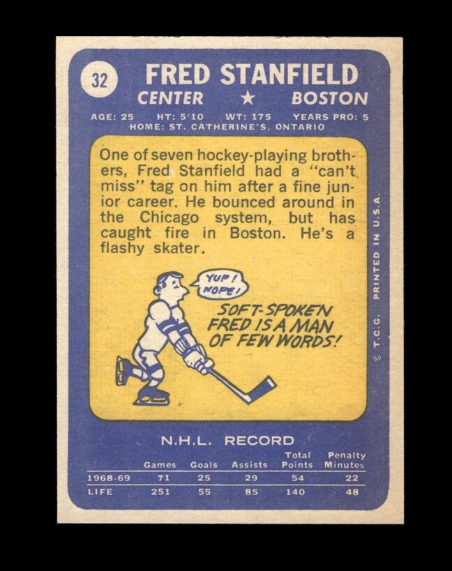 1969-70 Topps Set-Break # 32 Fred Stanfield NM-MT OR BETTER *GMCARDS ...