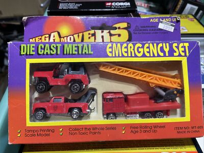 Mega Movers Boxed Emergency Set Fire Engine- Tow Truck & Fire Dept ...