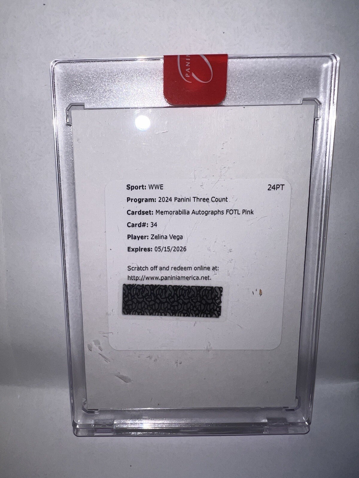 24 WWE Panini Three Count FOTL Zelina Vega /10 Pink Memorabilia Auto ...