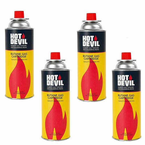 Hot Devil Butane Gas 4x 220g Cartridges Pack - Quality Burning Fuel ...