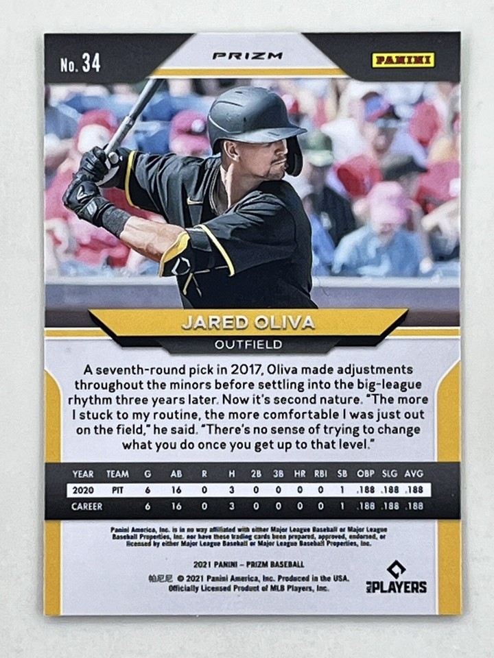 Jared Oliva 2021 Panini Prizm Cosmic Haze RC #34 Sports Pittsburgh ...